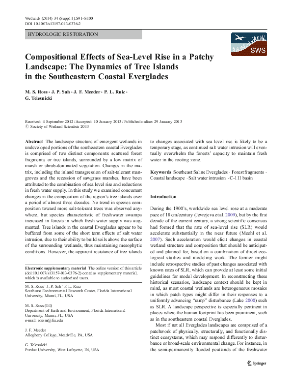 (PDF) Compositional Effects of Sea-Level Rise in a Patchy Landscape ...