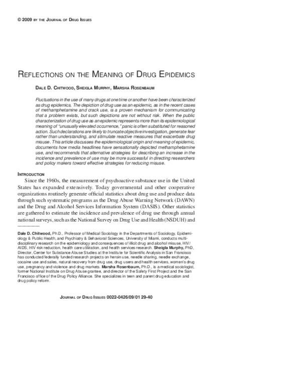 (PDF) Reflections on the Meaning of Drug Epidemics