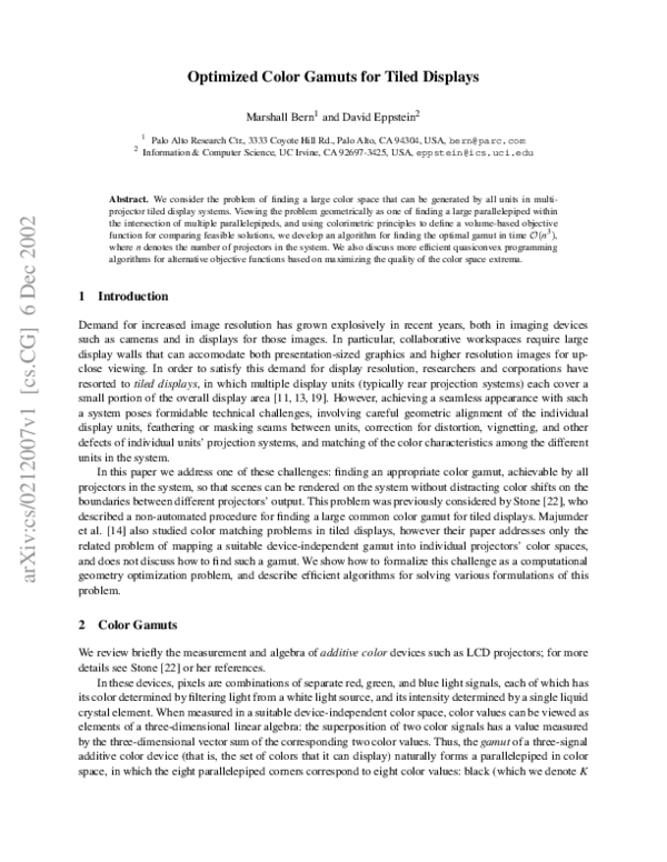 (PDF) Optimized color gamuts for tiled displays