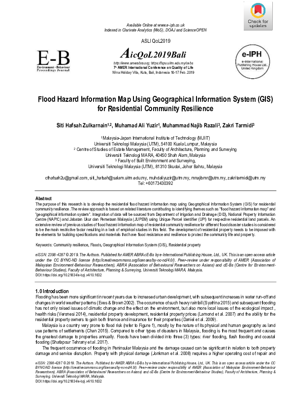(PDF) Flood Hazard Information Map Using Geographical Information System (GIS) For Residential ...