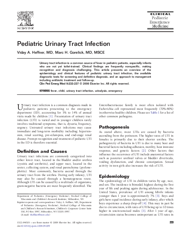(PDF) Pediatric Urinary Tract Infection