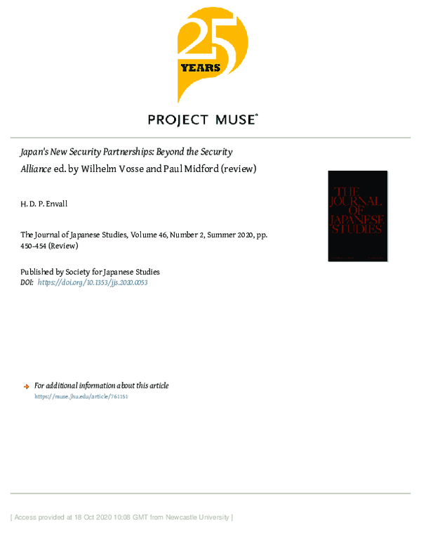 (PDF) Japan's New Security Partnerships: Beyond the Security Alliance ...