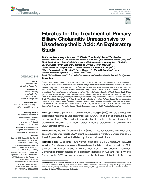 (PDF) Fibrates for the Treatment of Primary Biliary Cholangitis ...