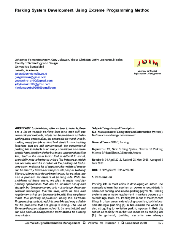 (PDF) Parking System Development Using Extreme Programming Method