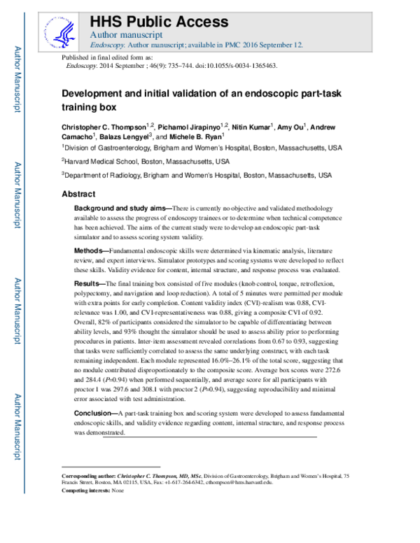 (PDF) Endoscopic Training Box: Development & Validation