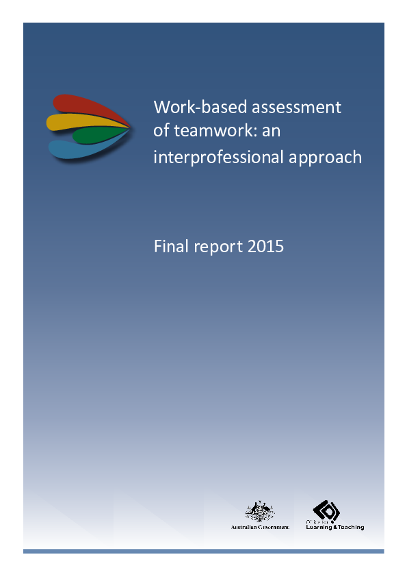(PDF) Work-based assessment of teamwork: an inter professional approach. Final Report