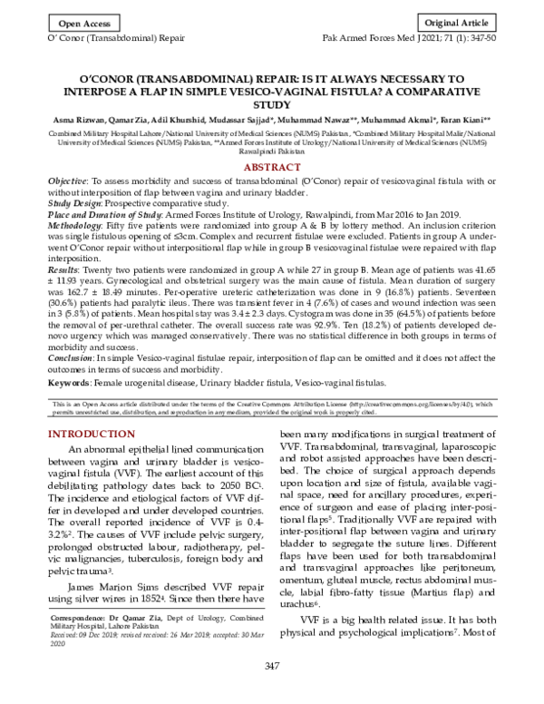 (PDF) O’Conor (Transabdominal) Repair: Is It Always Necessary to ...