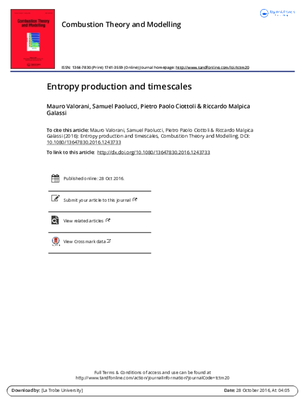 (PDF) Entropy production and timescales
