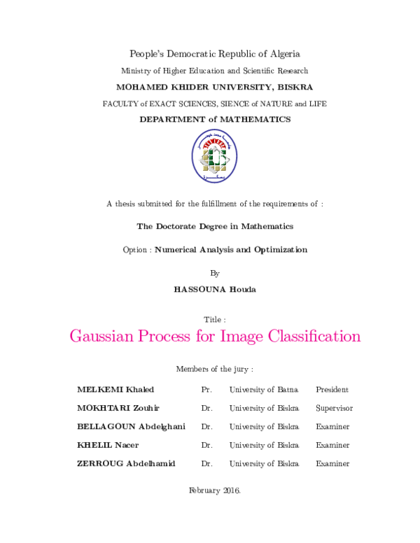 (PDF) Gaussian Process for Image Classification