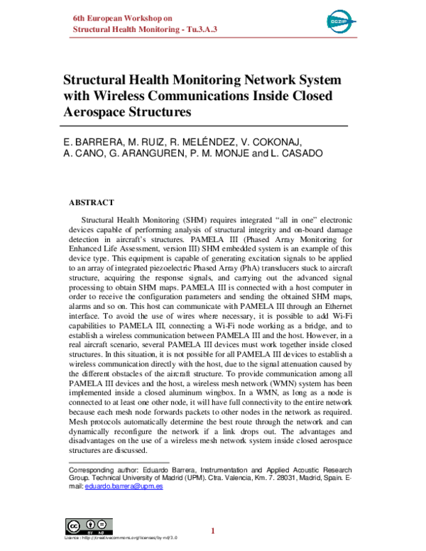 (PDF) Structural health monitoring network system with wireless communications inside closed ...