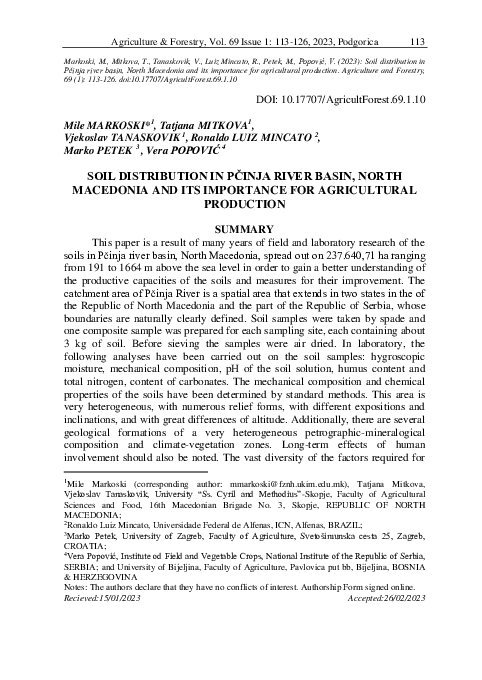 (PDF) Soil Distribution in Pcinja River Basin, North Macedonia and Its ...
