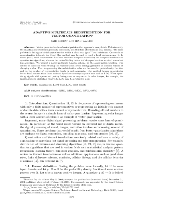 (PDF) Adaptive Multiscale Redistribution for Vector Quantization