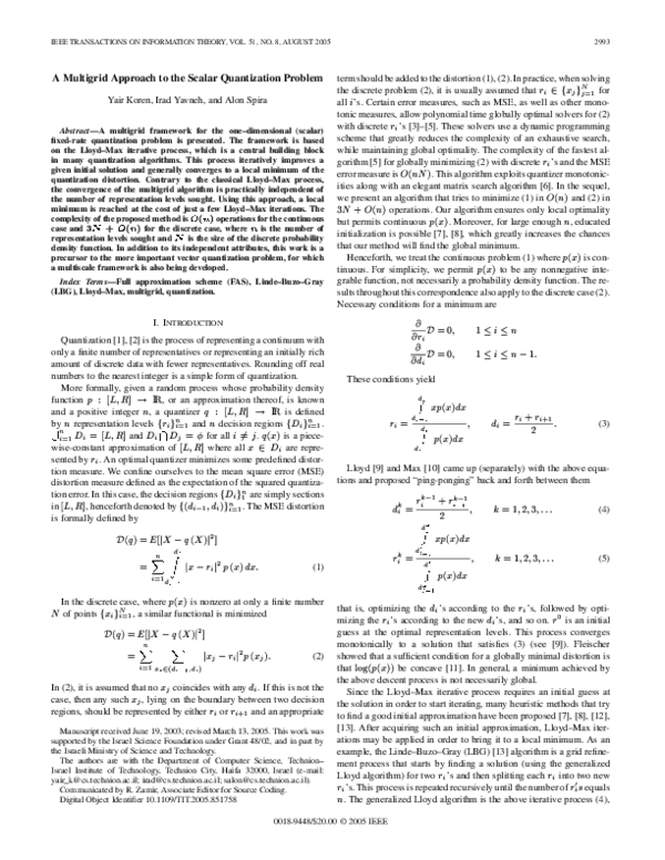 (PDF) A Multigrid Approach to the Scalar Quantization Problem