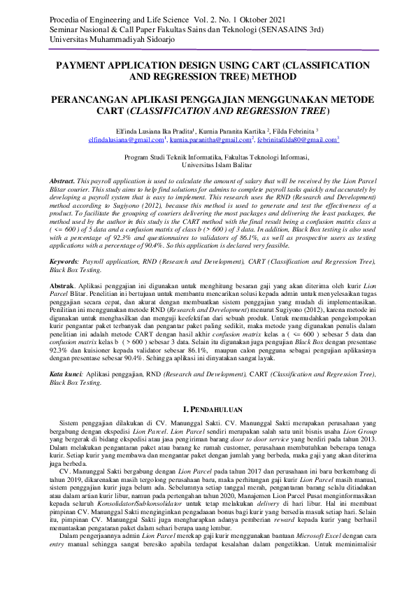 (PDF) Payment Application Design Using Cart (Classification And ...