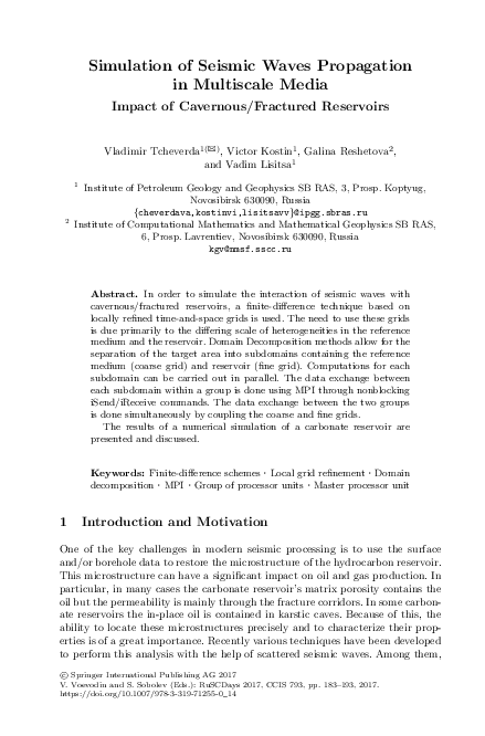 (PDF) Simulation of Seismic Waves Propagation in Multiscale Media