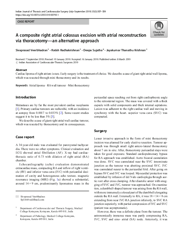 (PDF) A composite right atrial colossus excision with atrial ...