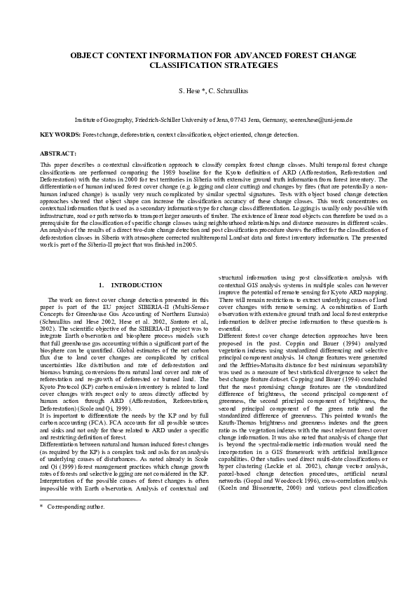 (PDF) Object context information for advanced forest change ...