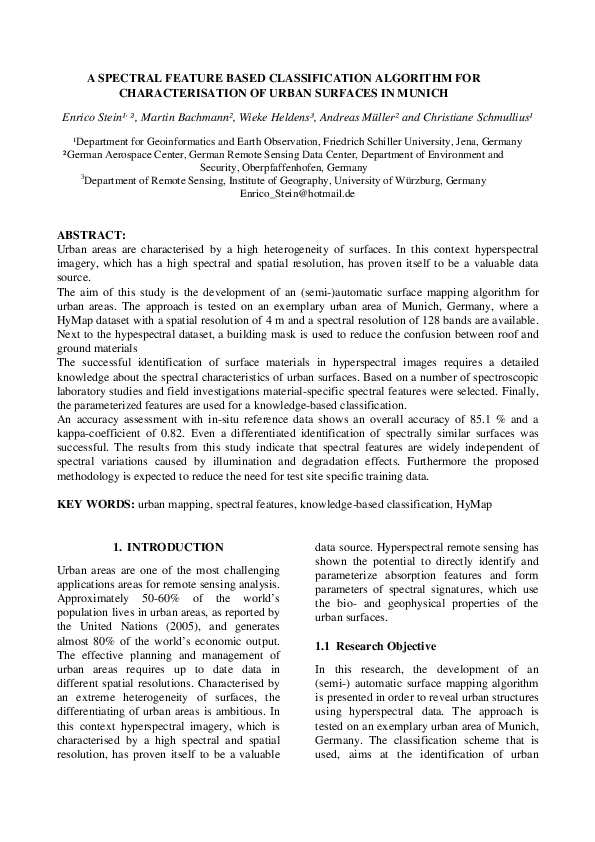 Pdf A Spectral Feature Based Classification Algorithm For