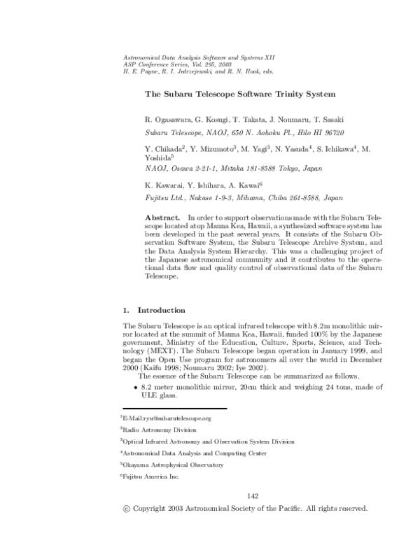 (PDF) The Subaru Telescope Software Trinity System