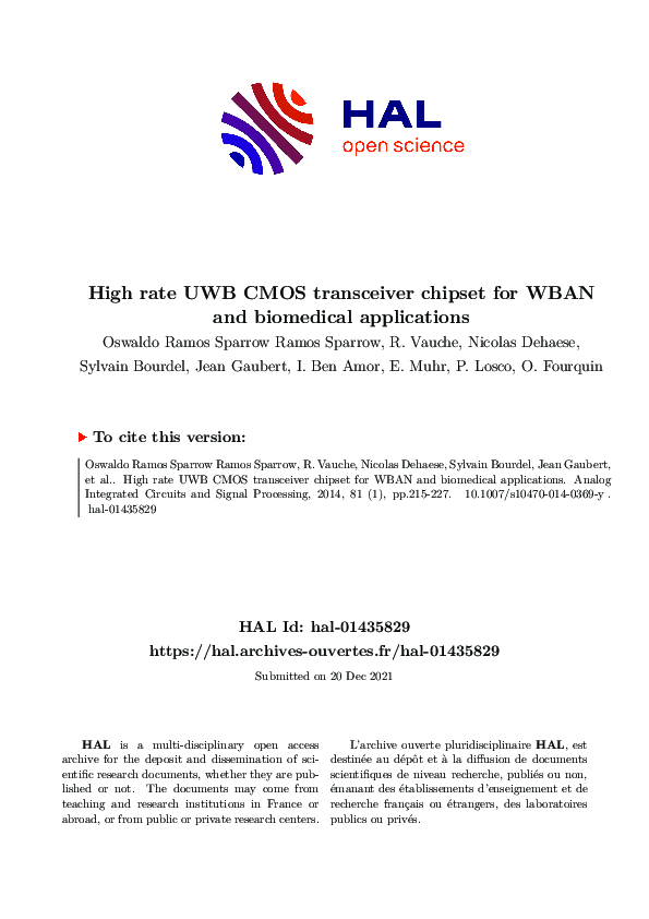 (PDF) High rate UWB CMOS transceiver chipset for WBAN and biomedical ...