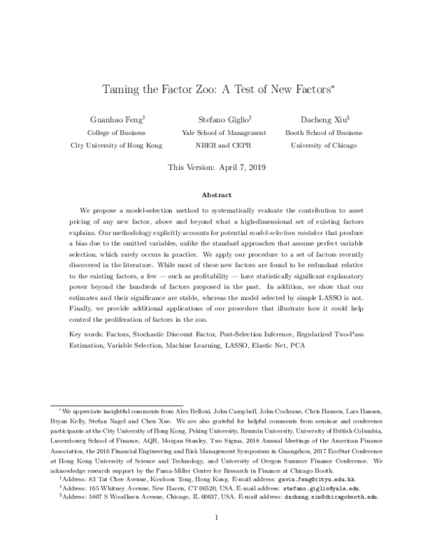 (PDF) Taming the Factor Zoo