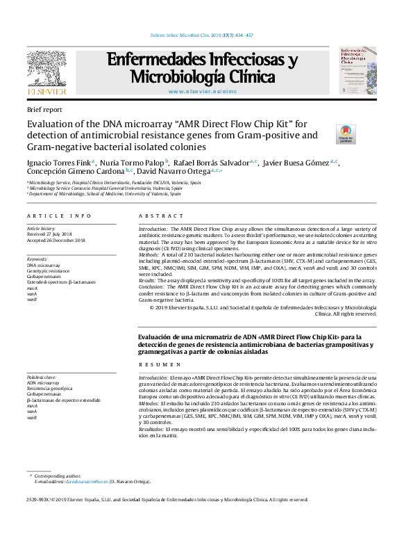 (PDF) Evaluation of the DNA microarray “AMR Direct Flow Chip Kit” for detection of antimicrobial ...