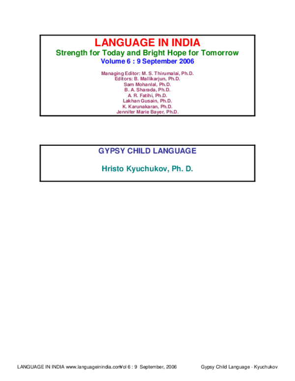 (PDF) Gypsy Child Language