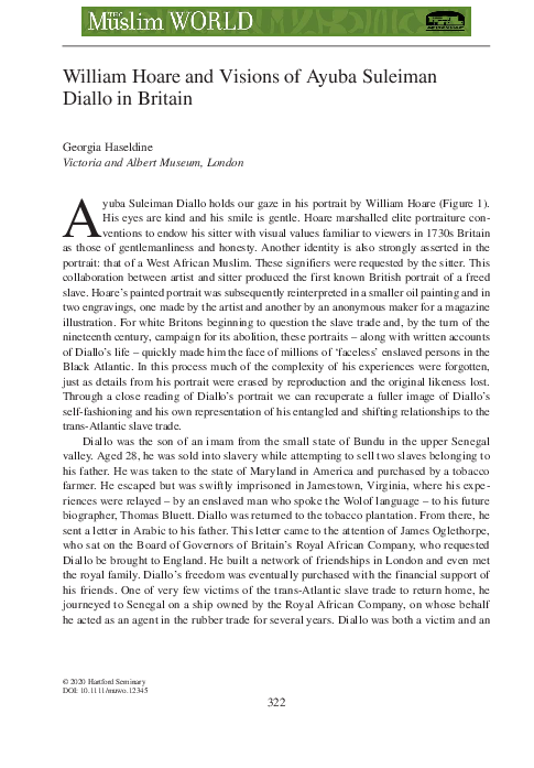 (PDF) William Hoare and Visions of Ayuba Suleiman Diallo in Britain