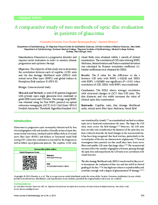(PDF) A comparative study of two methods of optic disc evaluation in ...