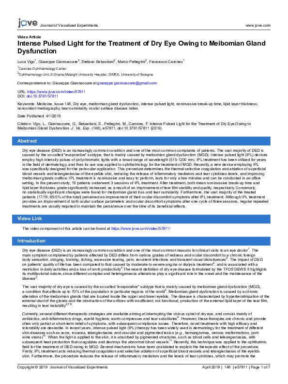 (PDF) Intense Pulsed Light for the Treatment of Dry Eye Owing to ...