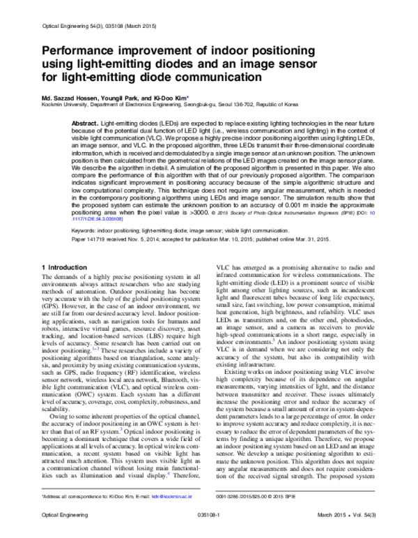 (PDF) Performance improvement of indoor positioning using light-emitting diodes and an image ...