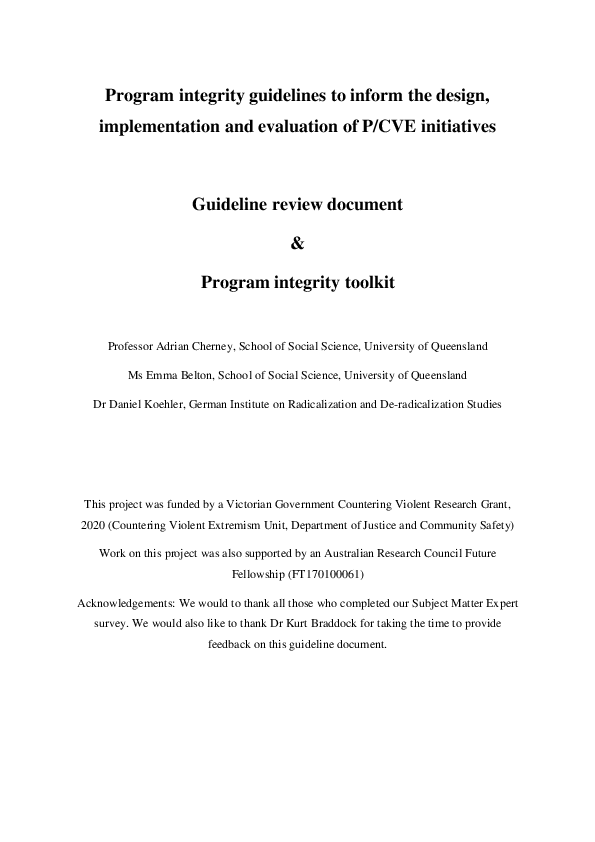 (PDF) Program integrity guidelines to inform the design, implementation ...