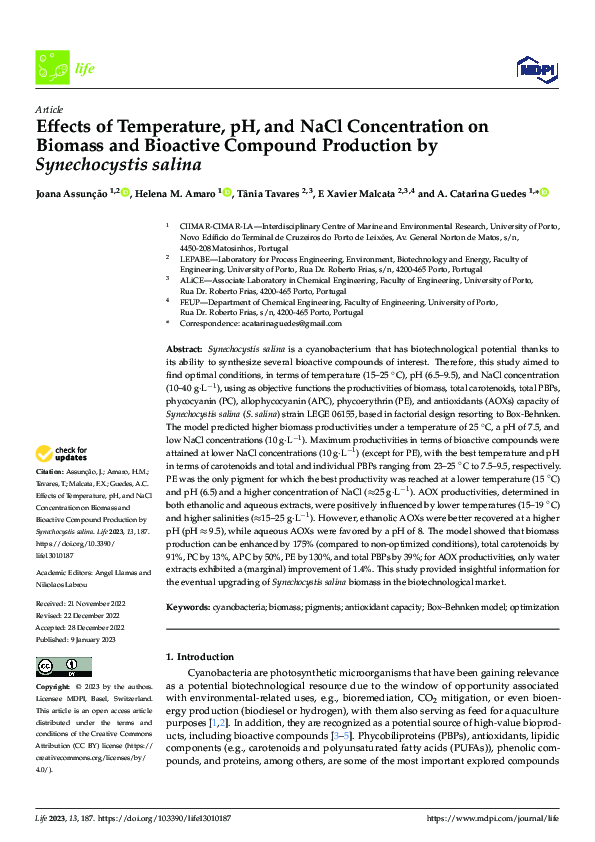 (PDF) Effects of Temperature, pH, and NaCl Concentration on Biomass and Bioactive Compound ...