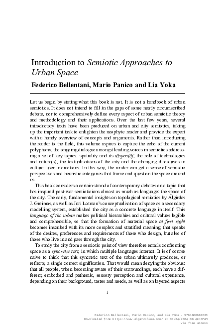(PDF) Introduction: Semiotic Approaches to Urban Space