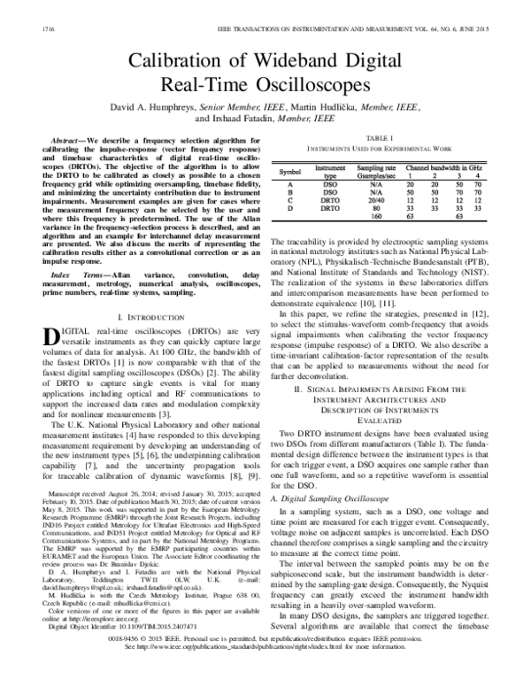 (PDF) Calibration of wideband digital real-time oscilloscopes
