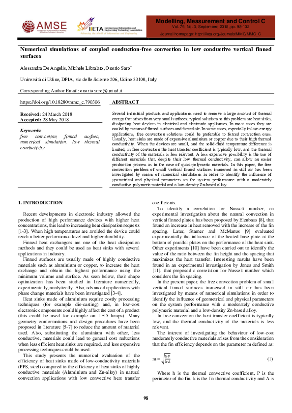 Pdf Numerical Simulations Of Coupled Conduction Free Convection In