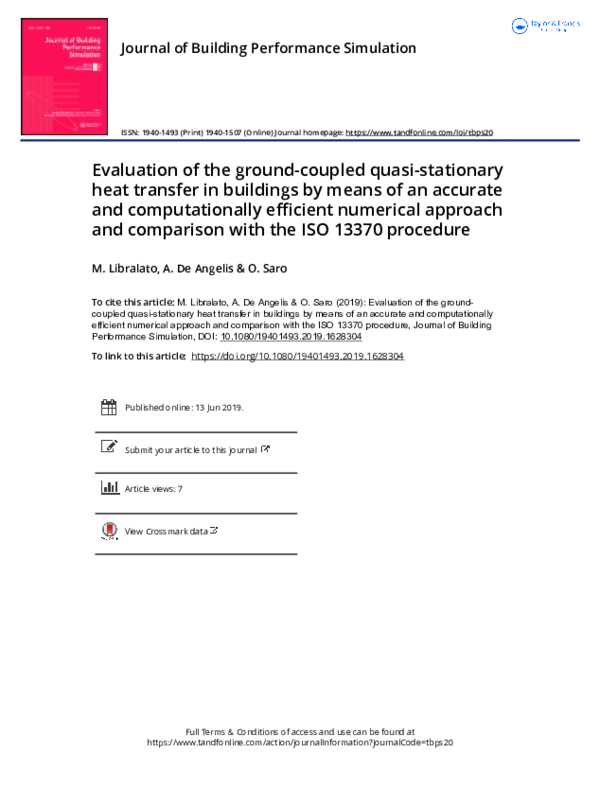 Pdf Evaluation Of The Ground Coupled Quasi Stationary Heat Transfer