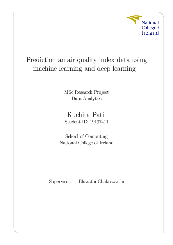 (PDF) Prediction an air quality index data using machine learning and deep learning