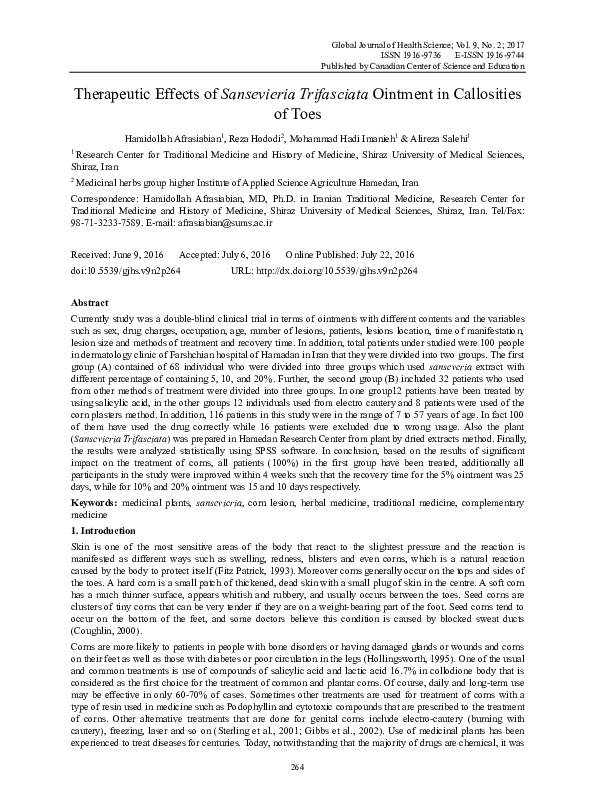 (PDF) Therapeutic Effects of Sansevieria Trifasciata Ointment in ...