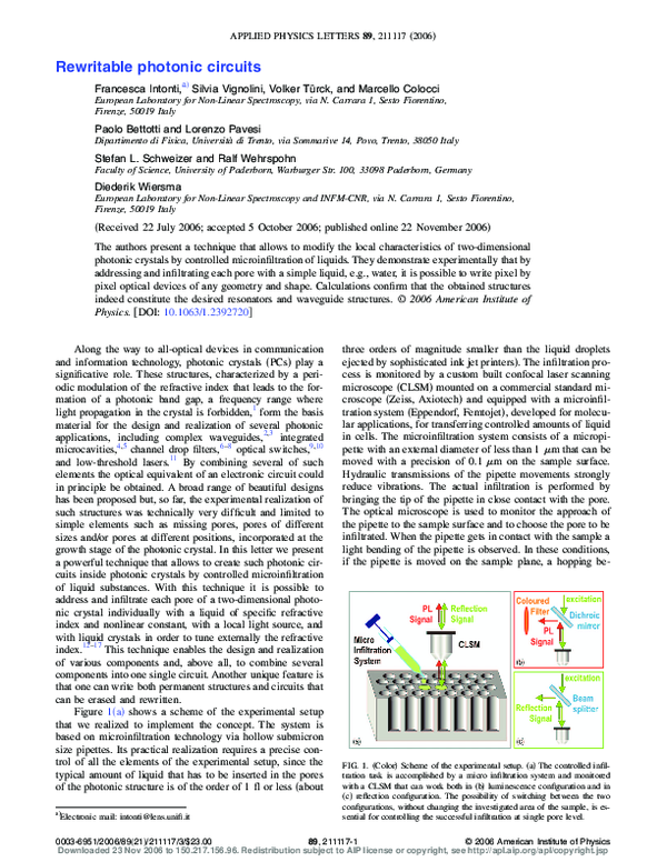 (PDF) Rewritable photonic circuits