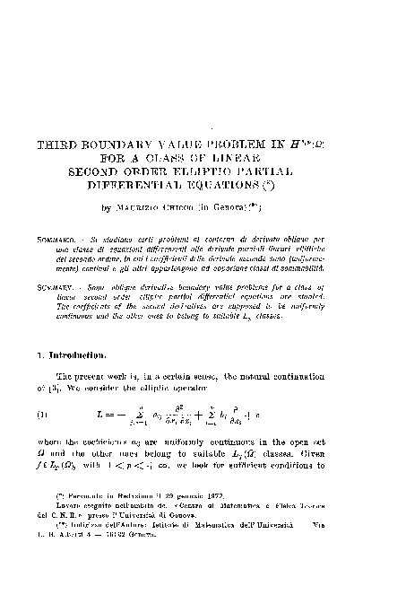 Pdf Third Boundary Value Problem In H 2 P Omega For A Class Of Linear Second Order