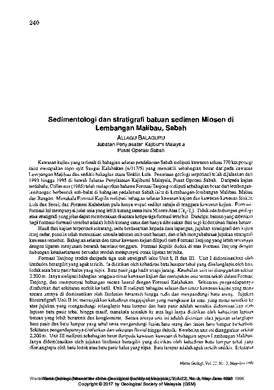 (PDF) Abstract: Sedimentologi dan Stratigrafi Batuan Sedimen Miosen Di ...