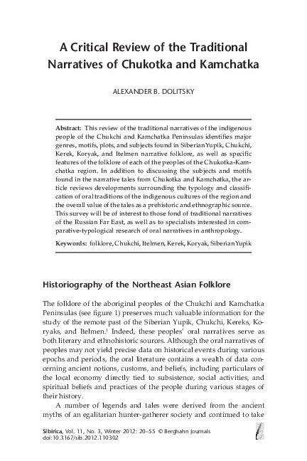 (PDF) A Critical Review of the Traditional Narratives of Chukotka and ...