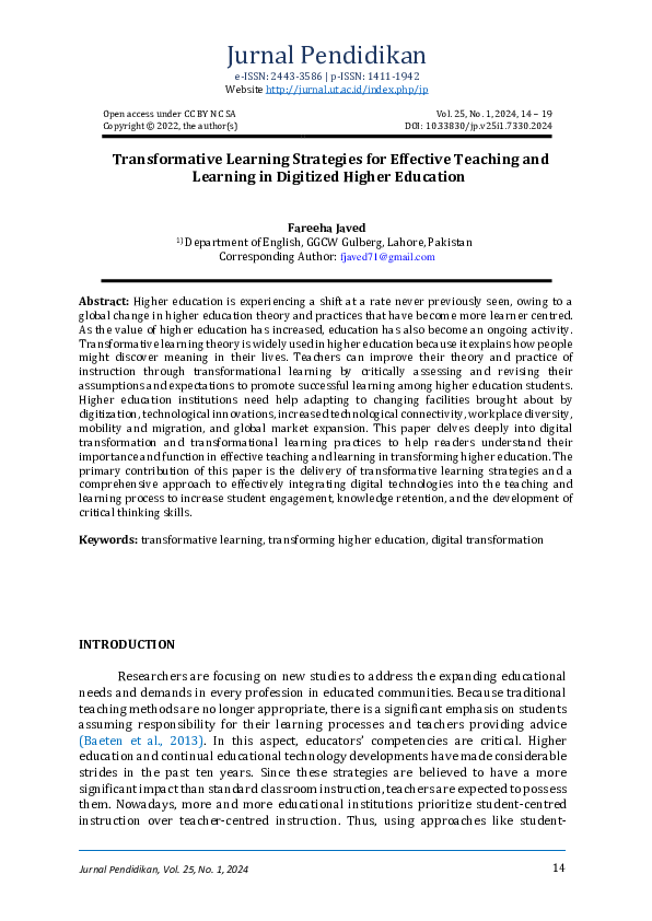 (PDF) Transformative Learning Strategies for Effective Teaching and ...