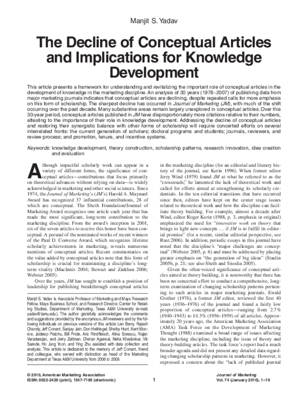 (PDF) The Decline of Conceptual Articles and Implications for Knowledge ...