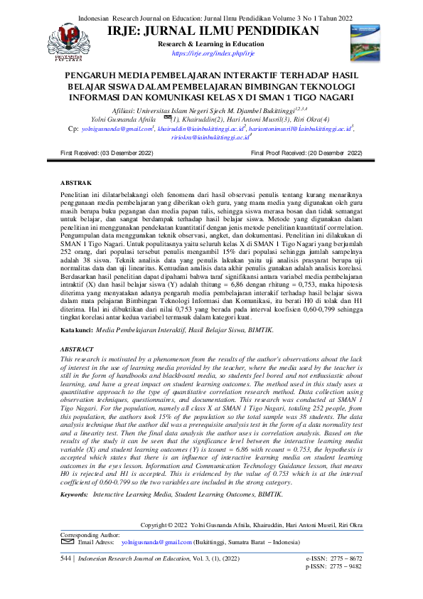 (PDF) Pengaruh Media Pembelajaran Interaktif Terhadap Hasil Belajar Siswa Dalam Pembelajaran ...