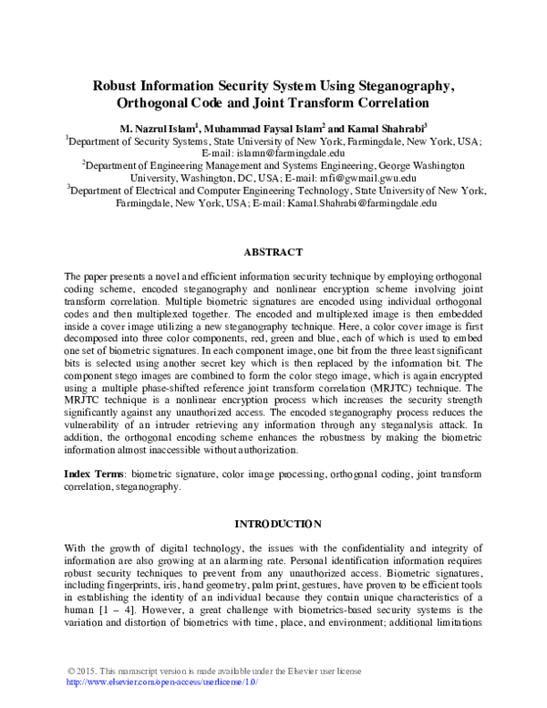 Pdf Robust Information Security System Using Steganography Orthogonal Code And Joint 7434