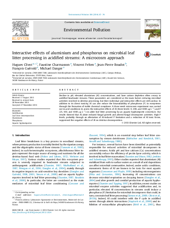 (PDF) Interactive effects of aluminium and phosphorus on microbial leaf ...