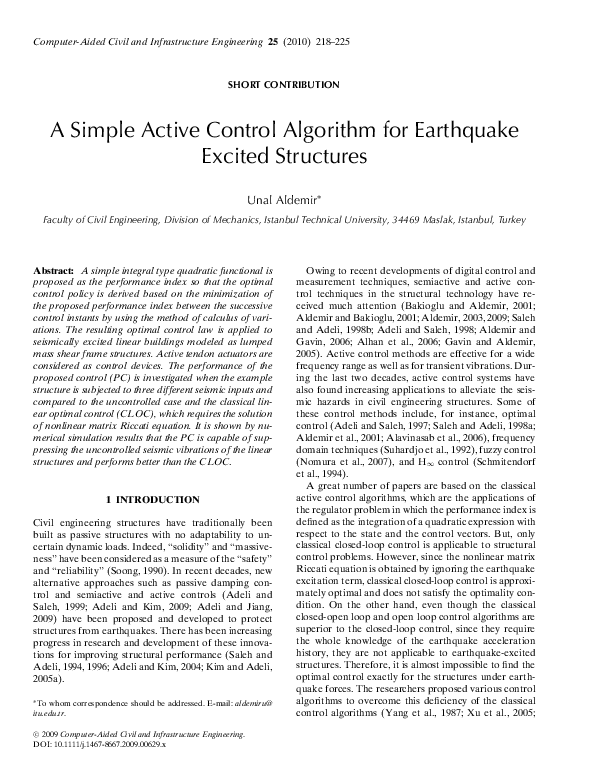 (PDF) Data for: A Simple Structural Control Model for Earthquake ...