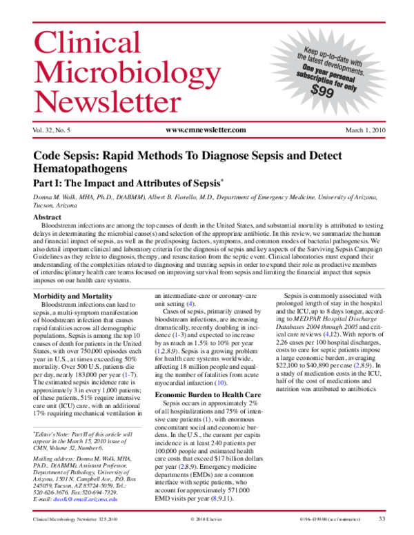 (PDF) Code Sepsis: Rapid Methods To Diagnose Sepsis and Detect ...
